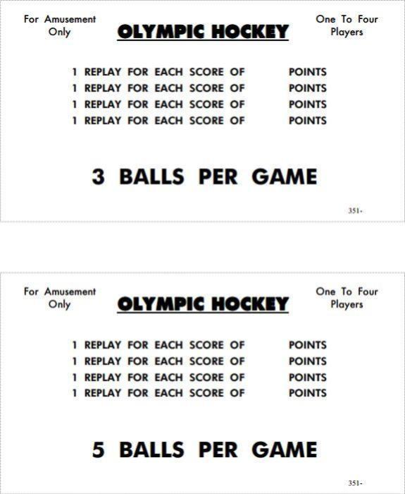 351-1 - OLYMPIC HOCKEY (Williams) Score cards - Marco Specialties ...