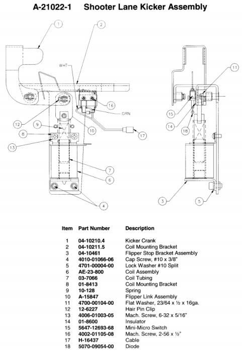 A-21022 - Shooter lane auto kicker assembly - Marco Specialties Pinball ...