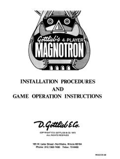 DOC1394 - MAGNOTRON (Gottlieb) Manual & Schematic - Marco Specialties ...
