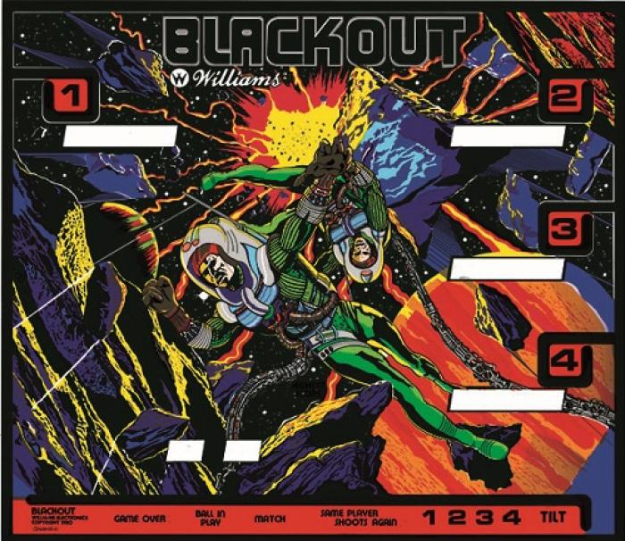 R-8552-495 - BLACKOUT (Williams) Backglass - Marco Specialties Pinball ...